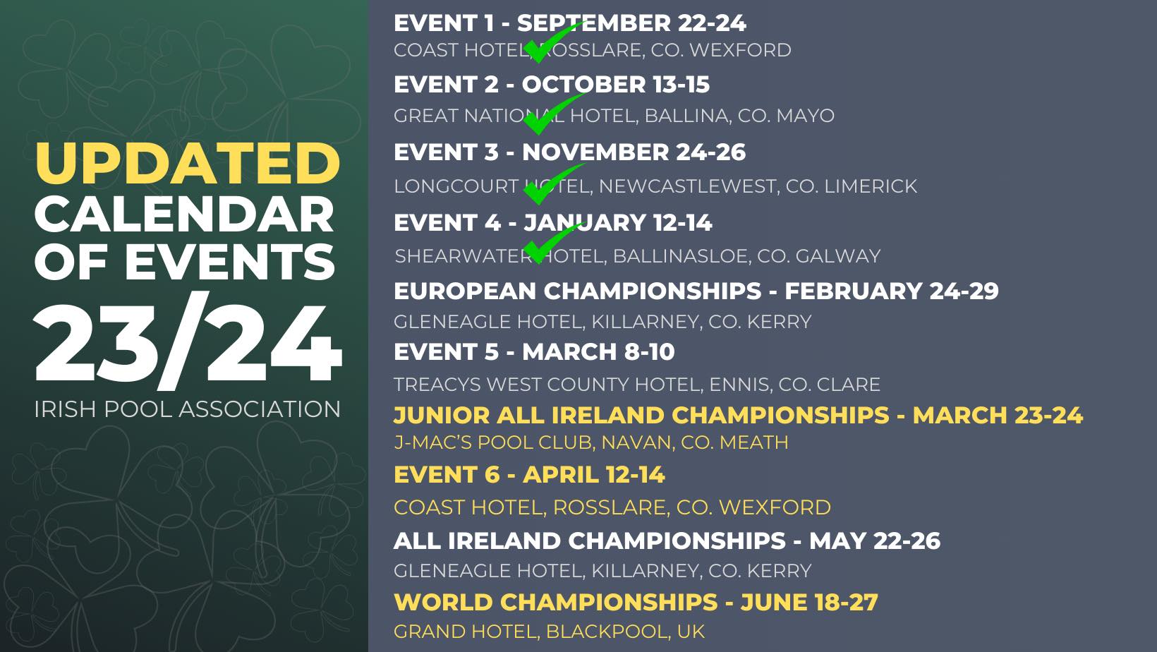 Updated Calendar of Events 2023/2024 – Irish Pool Association